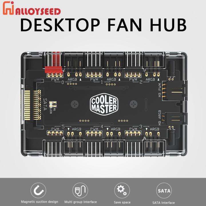 Cooler Master 6 Groups Fan HUB Splitter 4 Pin PWM 3 Pin Addressable RGB ...