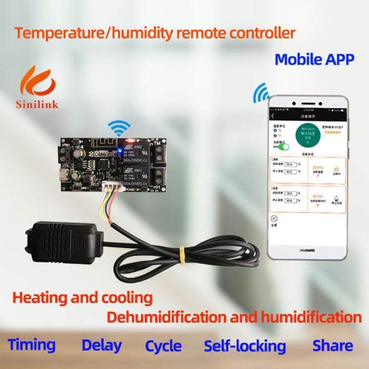 XY-WFWT Temperature and Humidity Remote Controller WIFI Relay Module ...