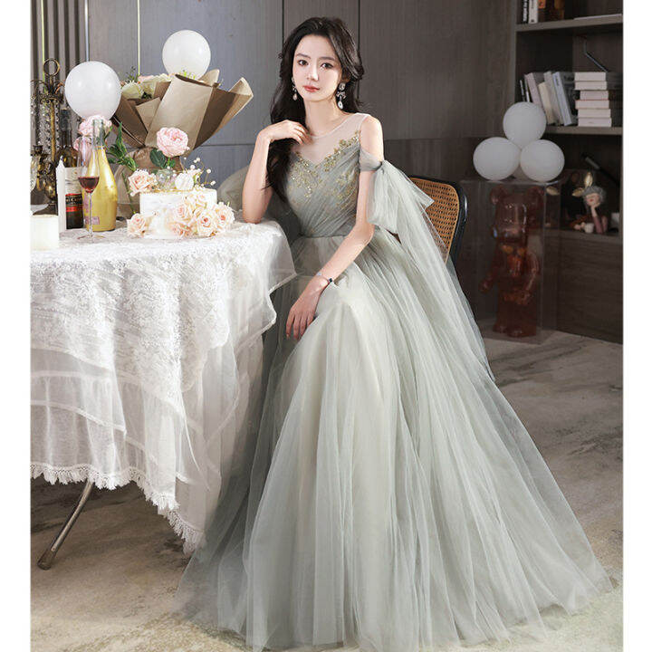 Dinner dress maxi dress formal prom gown dinner dress elegantGray ...