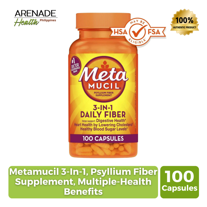 Metamucil 3-In-1, Psyllium Fiber Supplement, Multiple-Health Benefits ...