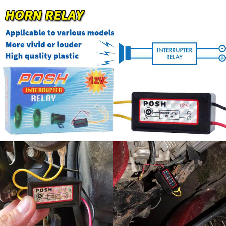 PMShop Universal Motorcycle Posh Interrupter Horn Relay Back Fire Relay ...