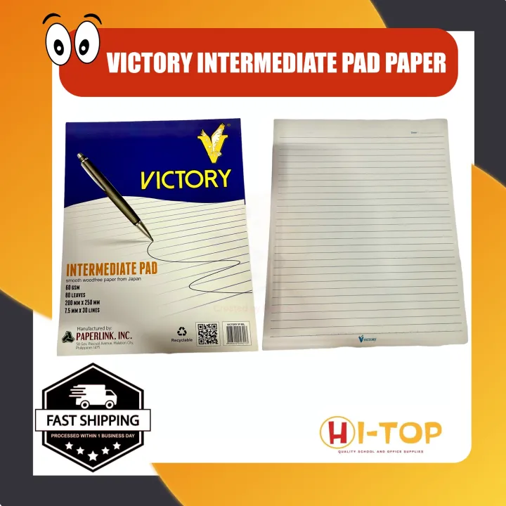 Intermediate Pad Paper Long Writing Pad Victory l Sold per 5 pad and ...