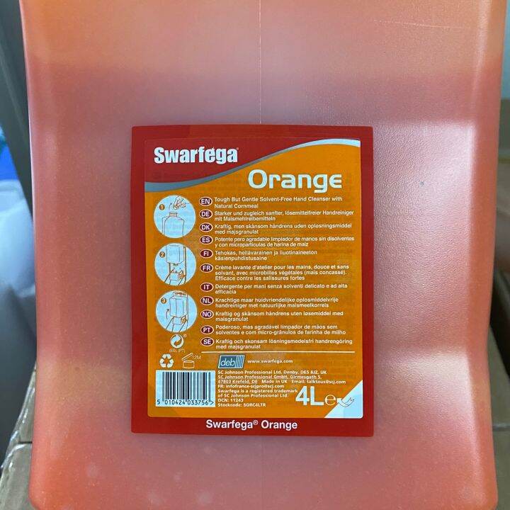 Deb Swarfega Orange 4 Liter Handwash Heavy Duty *Free 1 Dispenser worth ...