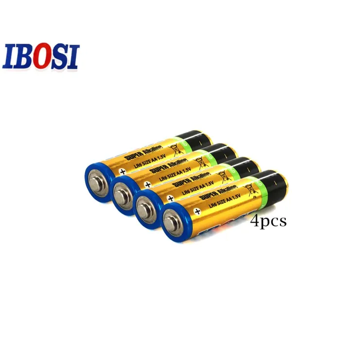 4Pcs AA Battery IBOSI Super Alkaline Power AA Batteries 1.5V Pack of 4 ...