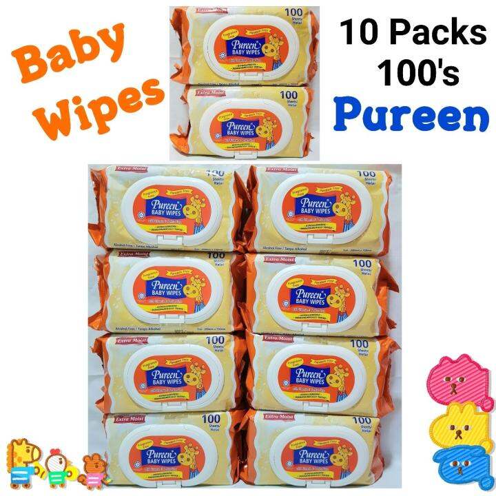 Pureen Baby Wipes Fragrance Free (100s x 10) wet tissue | Lazada