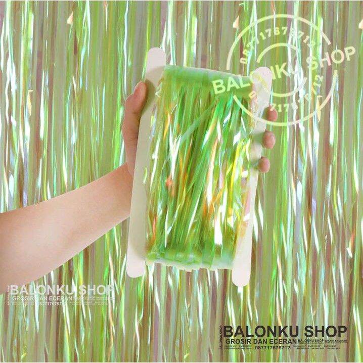 Tirai Foil Rumbai Transparan Warna Hijau / Backdrop Foil Hijau | Lazada ...