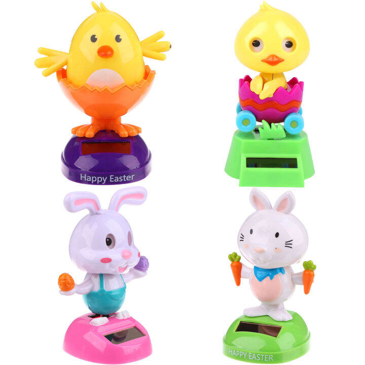 ZHUYUN 4 Pack Easter Solar Powered Dancing Toys Bunny Car Shaking Head ...