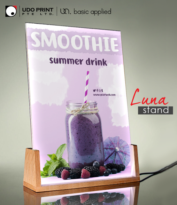 Luna Wooden Base Acrylic LED Lightbox Stand | Light up Table Acrylic ...