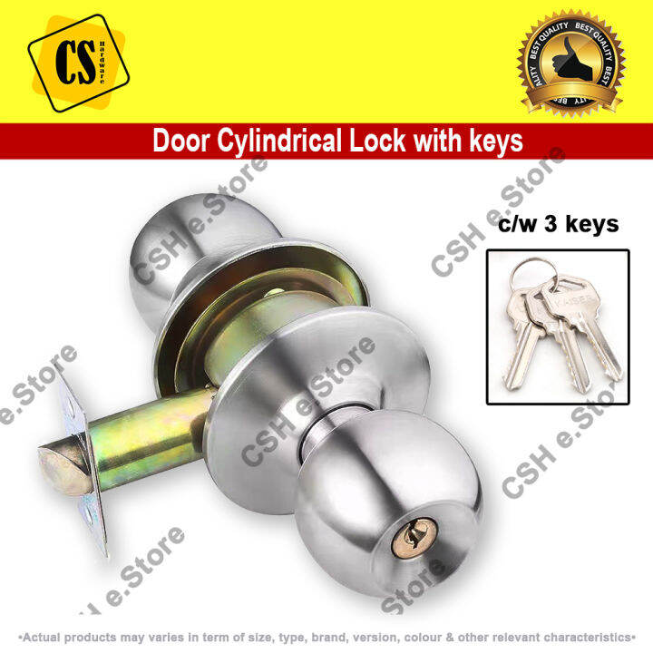 Tubular Cylindrical Cylinder Door Lock with Keys 60mm Backset | Lazada
