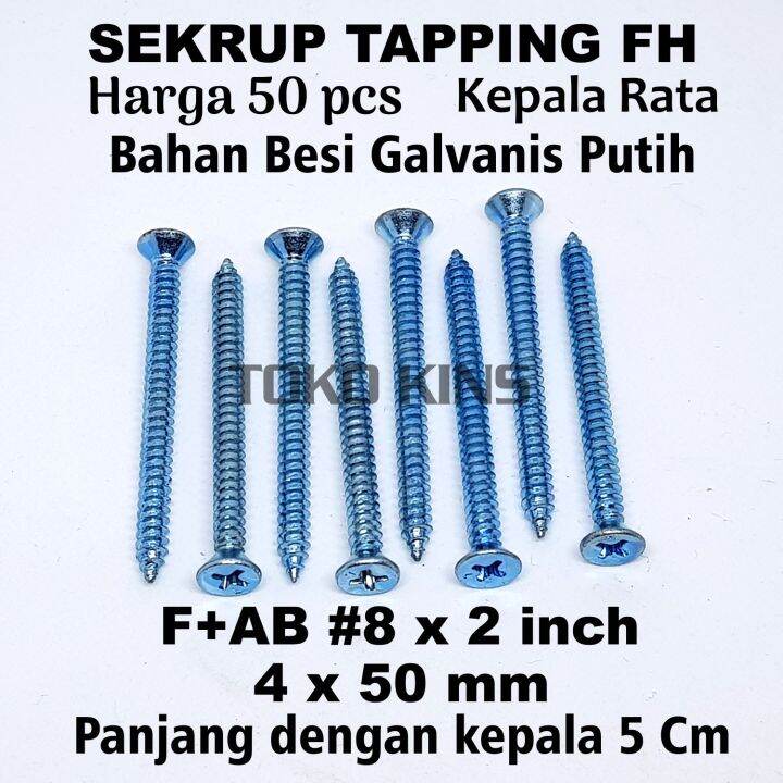 Sekrup FH 8 x 2 " per 50 pcs Tapping FAB 4 x 50 mm Skrup obeng plus ...