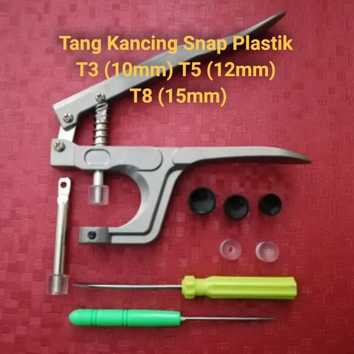 Tang Alat Press Kancing Snap Button Cetet Jepret Plastik 3 Ukuran 10mm 12mm 15mm T3 T5 T8 ...