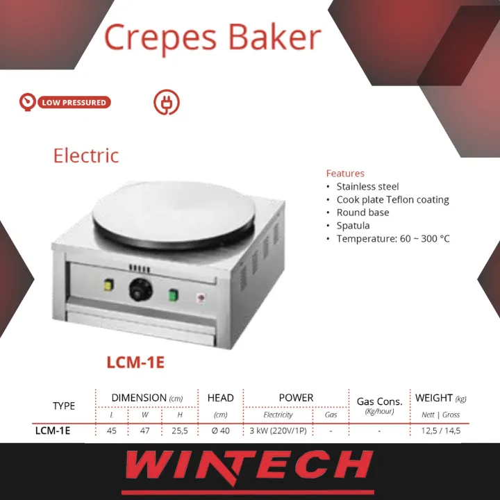 GETRA LCM-1E ELECTRIC CREPES MACHINE / MESIN CREPES / CREPES MESIN ...