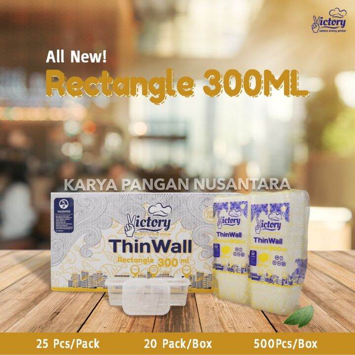 THINWALL VICTORY RECTANGLE 300 ML KOTAK MAKAN BOX PLASTIK THIN WALL PACK 25 FOOD GRADE CONTAINER ...