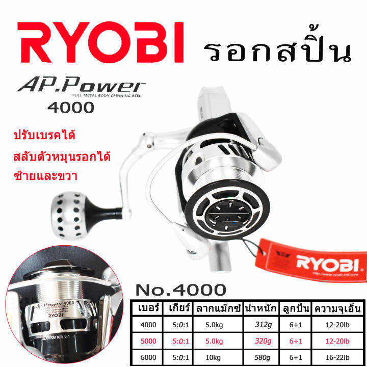 รอก รอกสปิ้น AP-4000 AP power RYOBI รอกสปิ้น reel spin รุ่น-4000 สีบรอนซ์เงิน-ดำ ตรงปก | Lazada ...