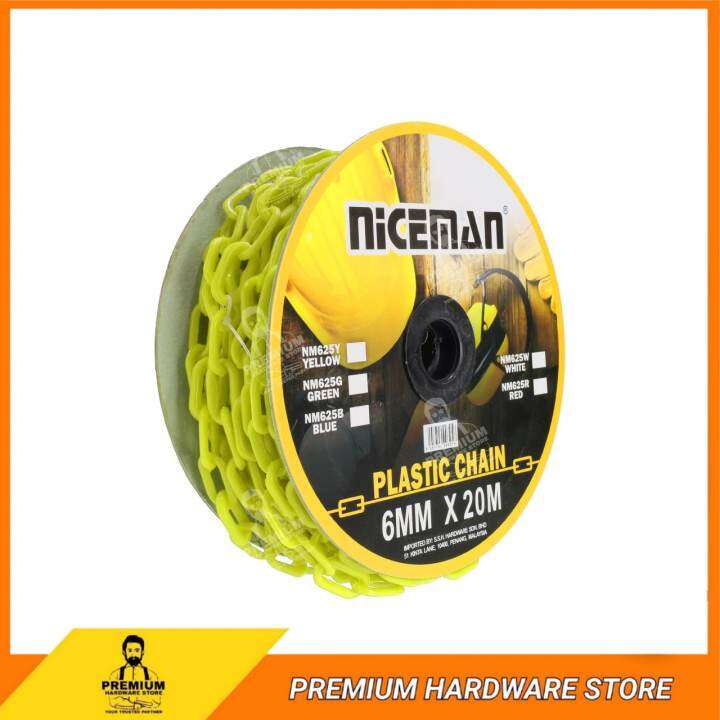 NICEMAN Plastic Chain 6MM x 20M (Yellow) Security Safety PVC Barricade ...