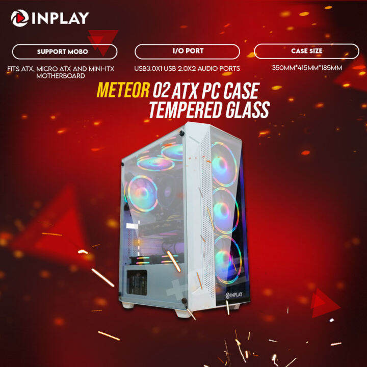 Inplay Meteor 02 | White | Tempered Glass ATX PC Case | Inplay by EJD ...