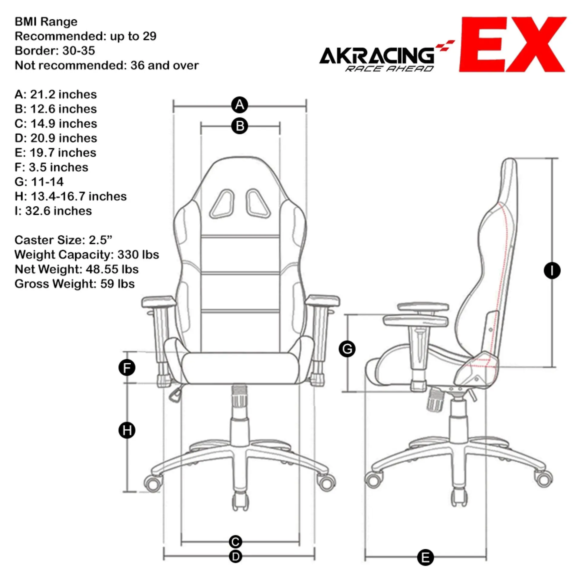 เก้าอี้เกมมิ่ง AKRacing รุ่น AK-EX-BK/RD AKRACING CORE SERIES EX GAMING CHAIRS BLACK/RED สีแดง ...
