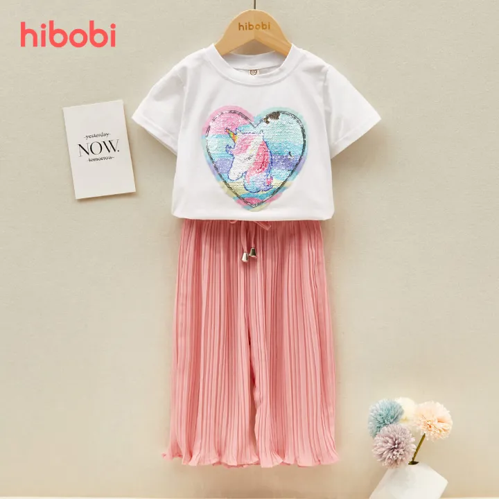 Hibobi เด็กวัยหัดเดินสาวเสื้อผ้าม้าแบบเสื้อยืดและกางเกงชุด2ชิ้นชุดขนาดสำหรับอายุ3-8ปี | Lazada.co.th