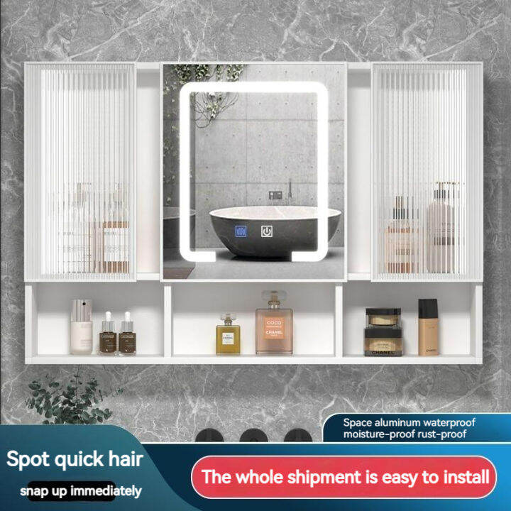 Space Aluminum Bathroom Smart Mirror Cabinet with Led Light Bathroom ...