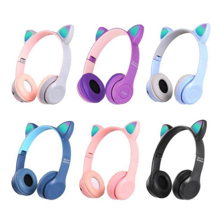 Headphone Bluetooth Model Telinga Kucing LED Wireless Stereo Bass ...