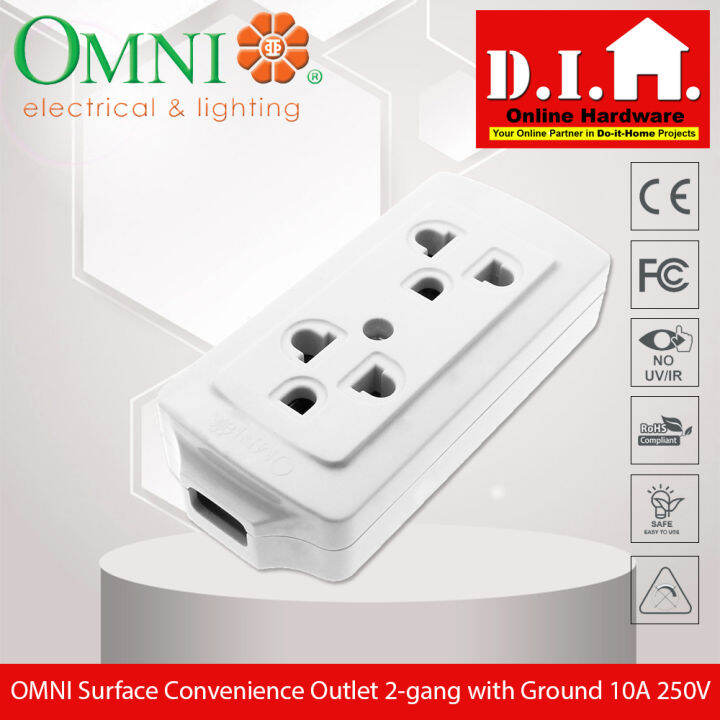 Do-It-Home OMNI Surface Convenience Outlet 2-gang with Ground 10A 250V ...