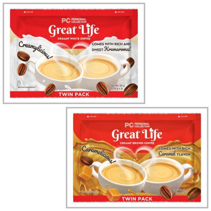 PC Great Life Instant Coffee Brown and Creamy White (Twin Pack) 10s 50g ...