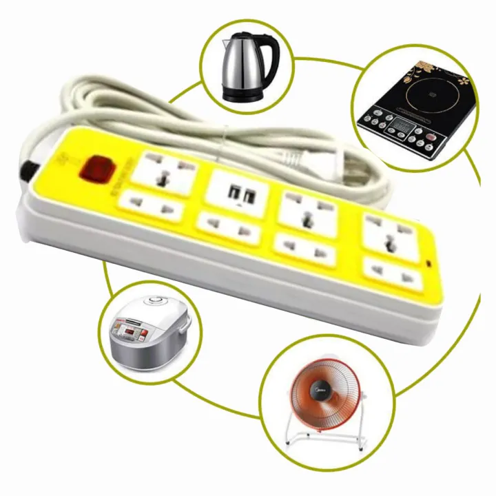 Extension 004 3m Extension With 7 Universal Socket And 2 Usb Outlets