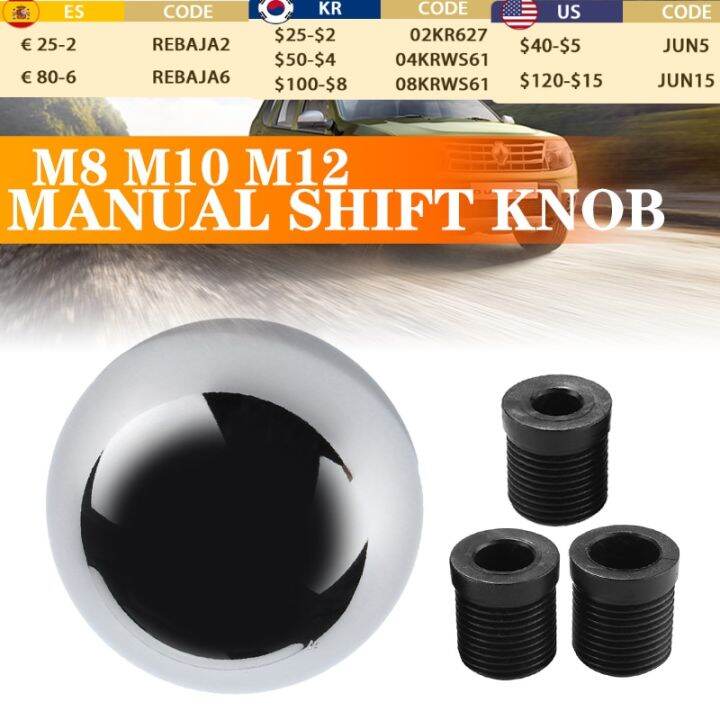 Universal Heavy Weighted Chrome Round Ball Manual Shift Shifter Gear M8 ...
