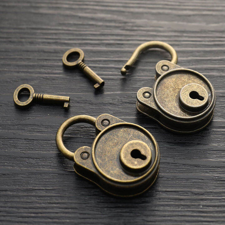 Vintage Padlock Old Style Lock Notebook Luggage Antique Bronze Plated ...