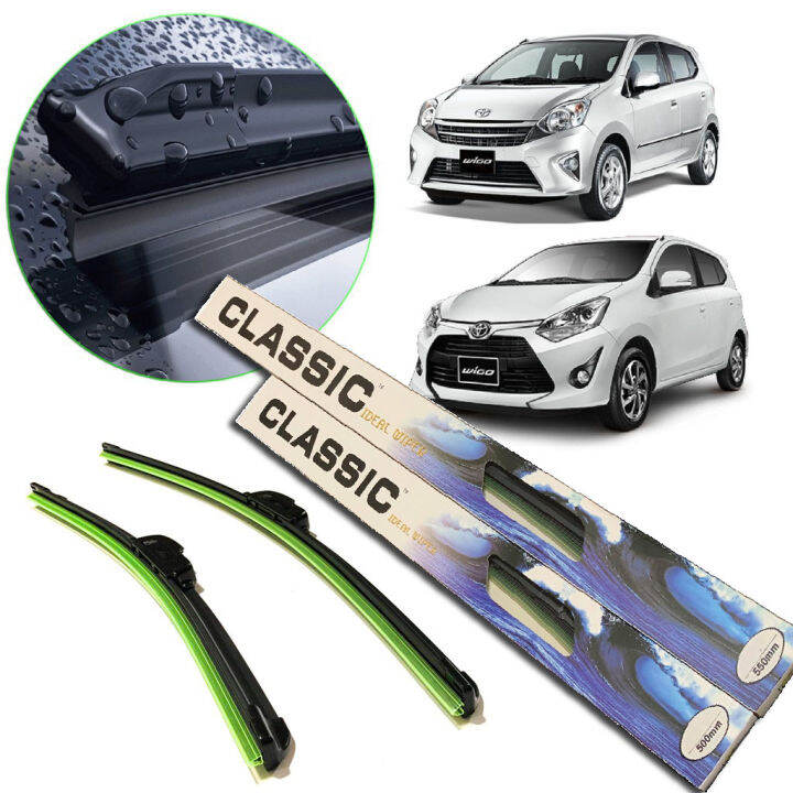 2PCS CLASSIC WIPER TOYOTA WIGO 2012-2021 WIPER BLADE BANANA TYPE (22+14 ...