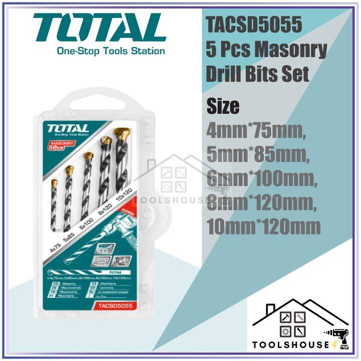 Total TACSD5055 Heavy Duty Mansory Concrete Drill Bit Set 钻头套装 5PCS ...