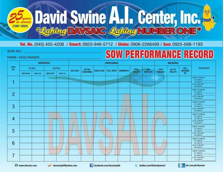 [Latest Version] VIDDAVET DAVSAIC Sow Performance Record and Vaccine ...