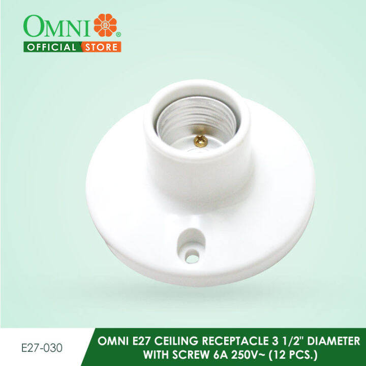 OMNI E27 Ceiling Receptacle 3 1/2" Diameter with screw 6A 250V~ (12 Pcs ...