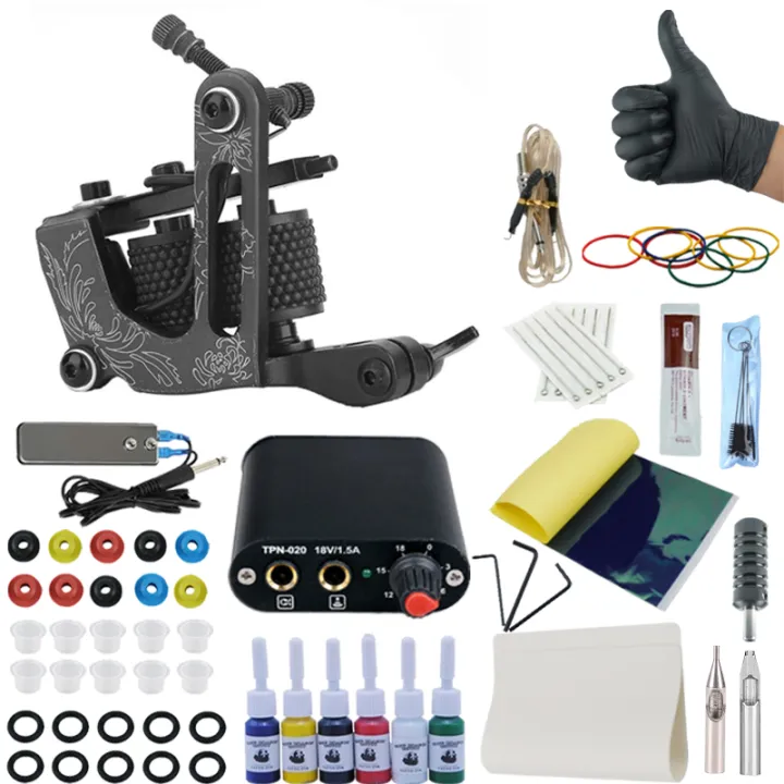 6-Color Ink Tattoo Machine Complete Set Of Beginner Traditional Machine ...