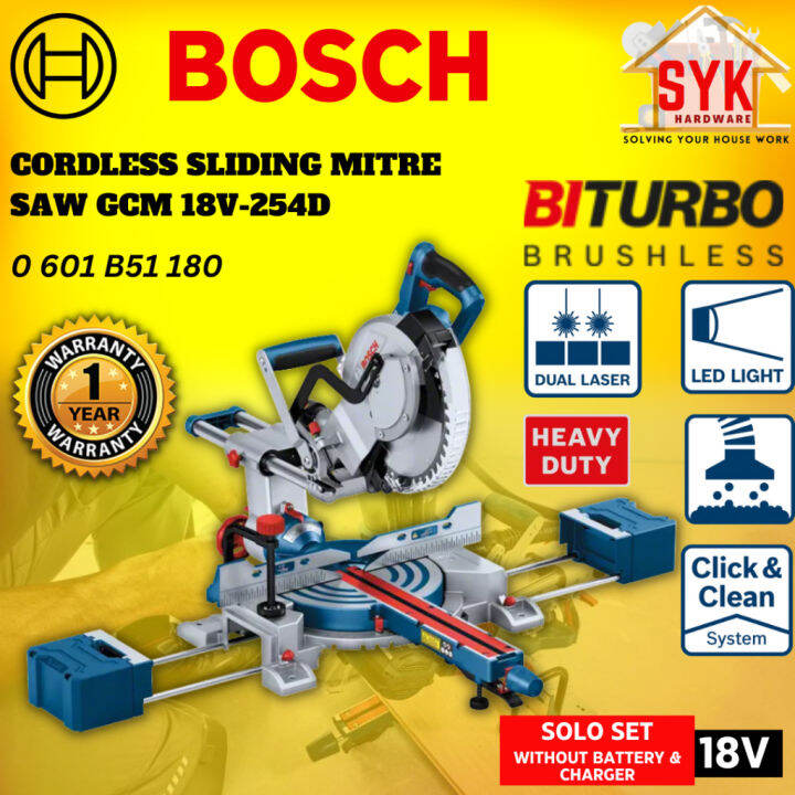 SYK Bosch GCM 18V-254D Cordless Sliding Miter Saw Solo Wood Cutting ...