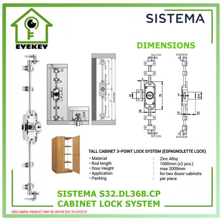 SISTEMA S32DL368CP TALL CABINET 3-POINT LOCK SYSTEM | Lazada PH