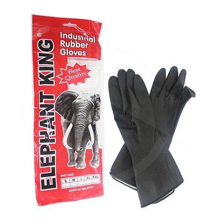 Elephant King Black Industrial Rubber Glove Size L | Lazada