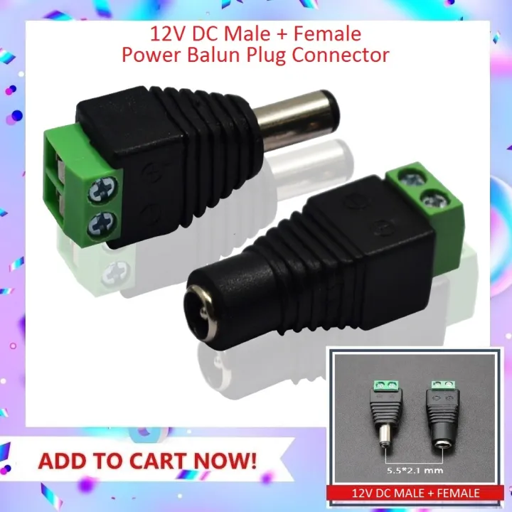 12V DC Male + Female Power Balun Plug Connector (5 Pairs) / ALM ...
