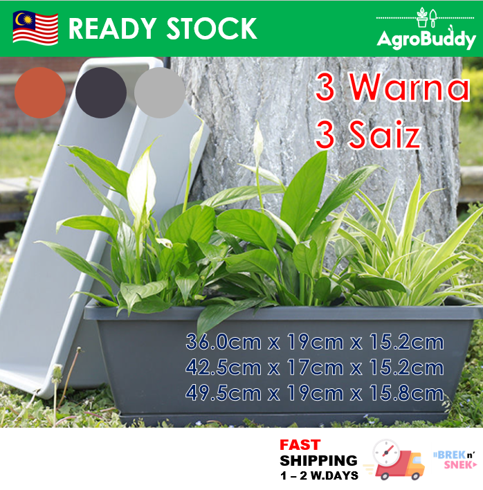 AgroBuddy Nordic Style Long Rectangular Plastic Planter Box / Pasu ...