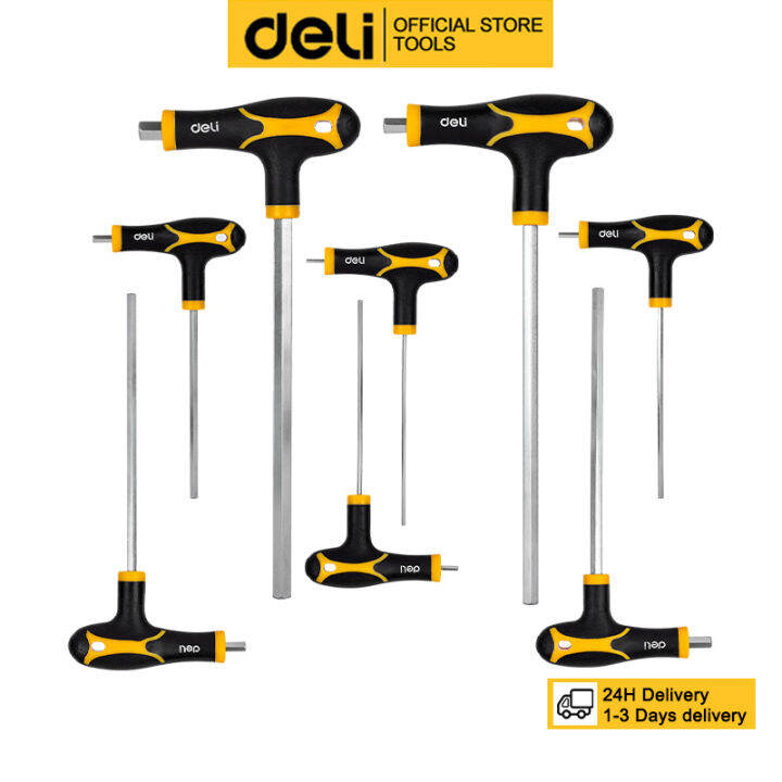 Deli Hex Allen T-Handle Screwdriver Set 8pcs 2x75mm/2.5x75mm/3x100mm ...