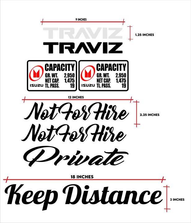 Customized Isuzu Traviz Markings Cut Out Vinyl Sticker / Waterproof ...