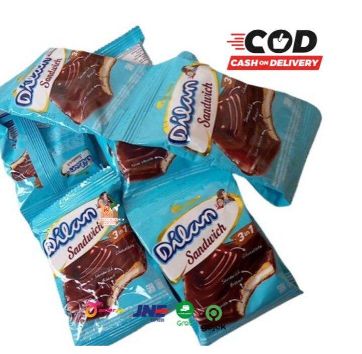 Dilan Sandwich Biskuit 3 in 1 Cream Vanila Coklat 10 bks x 16gr Snack ...