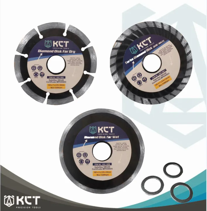 KCT Diamond Cutting Disc Set 22mm (Diamond Disc Wet, Diamond Disc Dry ...