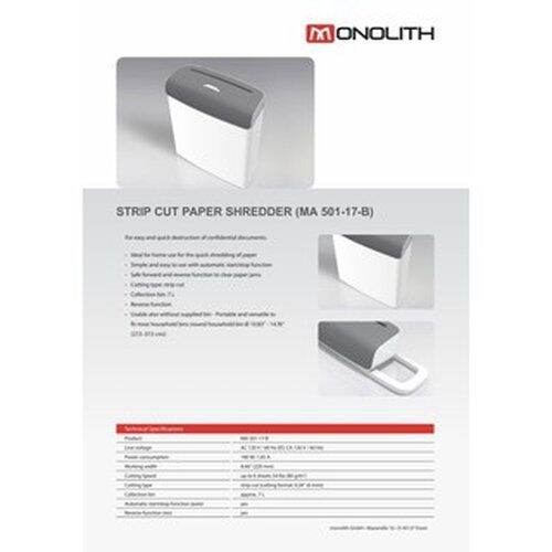MONOLITH MA-501-17B STRIP CUT SHREDDER | Lazada