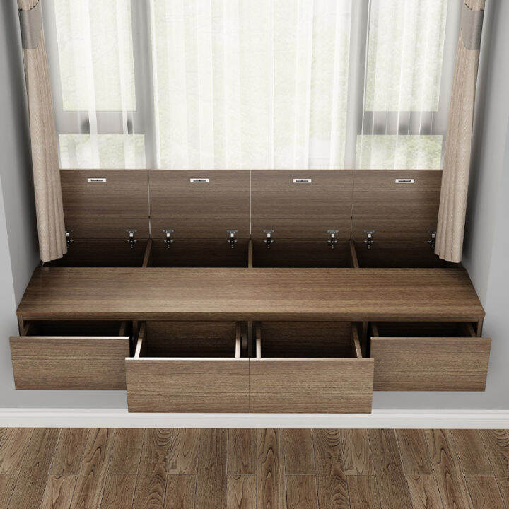 Solid wood bay window cabinet balcony locker windowsill drawer cabinet ...