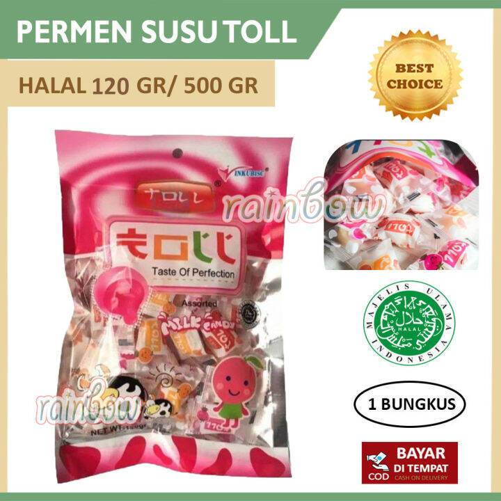 rainbow Permen Susu Halal 120 gram / 500 gram Permen Susu Toll Milk ...