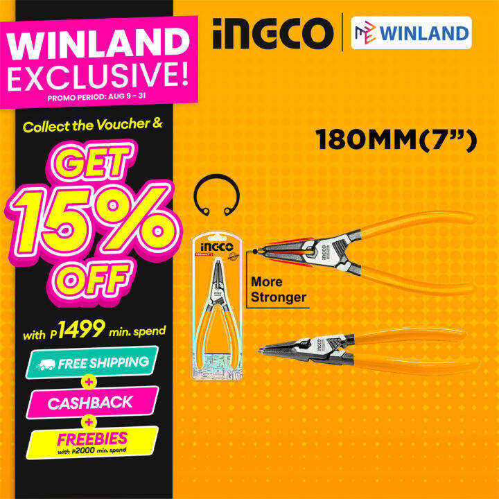 INGCO by Winland 7"/180mm Straight External & Interior Seeger Ring ...