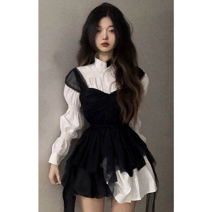 DUOHUI ไซส์ใหญ่ (S,M,L,XL) ชุดเดรส สีขาว เกาหลี แฟชั่น น่ารัก เดรสสาว ...