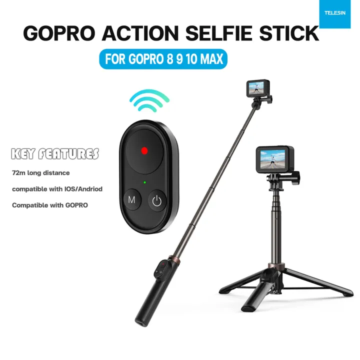 รีโหมต + ไม้เซลฟี่ TELESIN Gopro Action Remote Selfie Stick สำหรับ ...