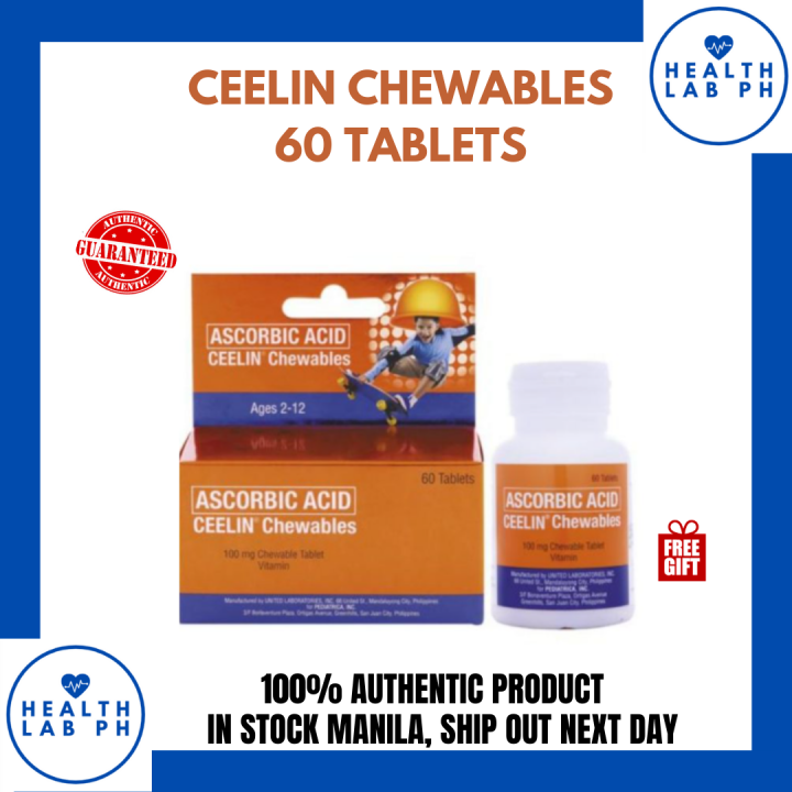Ceelin Chewables Plain Ascorbic Acid Vitamin C 60 Tabs by HealthLabPH ...